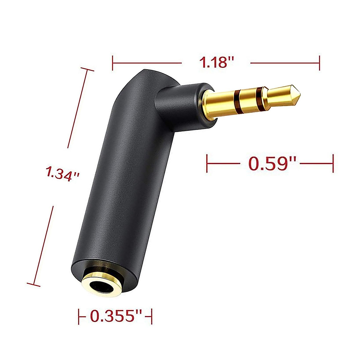 Sairps 3.5mm Right Angle adapterr, TRS Stereo Jack Plugs with a 90-Degree Right Angle Design, Compatible with Laptop Headphone Port, Tablets, MP3 Players, Speakers -2 Pack