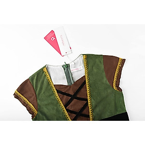 ReliBeauty Archer Costume Girls Huntress Costume for Girls with Cape,Green 10-12/150