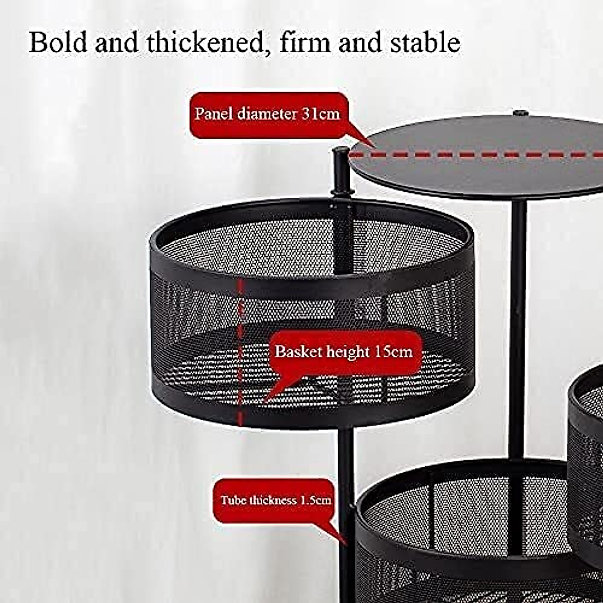 PRMAL Kitchen Movable Trolleys 5 Tier Kitchen Rotatable Storage Rack, Rotating Multi-Layer Kitchen Shelf with Wheels, Household Cart, for Kitchen Living Fruit Vegetable Snack Stand/B