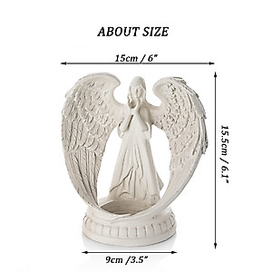 Angel Statue Tea Light Holder - Blessing Angel Figurine Candle Holder for Garden Home Altar Shelf Decor Favors Sympathy Gift Memorial Tribute Remembrance Funeral Decoration