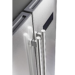 Forno Salerno 33" Inch W. Side-by-side Refrigerator and Freezer with 15.6 Cu.Ft. Total Capacity - Stainless Steel Freestanding Fridge with LED Display, Vacation mode and Child Safety Lock.