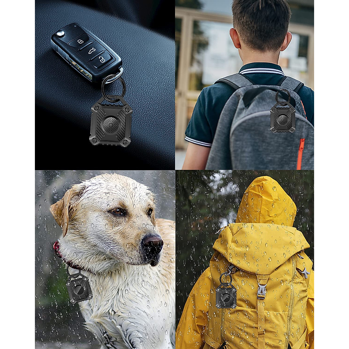 DEERLET IPX8 Waterproof Airtag Holder,Apple Airtag Keychain,Hard TPU Airtag Case, 360° Full Protection Air Tag Holder Keychain with Key Chain for Key,Luggage,Dog Collar, Compatible Apple Air tag.