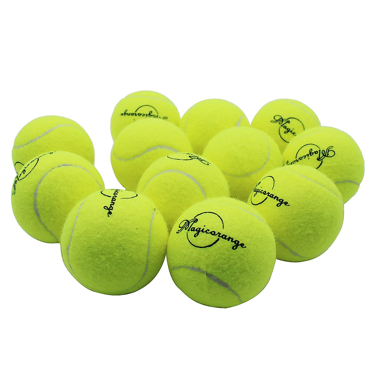 Magicorange Tennis Balls, 12 Pack Advanced Training Tennis Balls Practice Balls, Pet Dog Playing Balls, Come with Mesh Bag for Easy Transport, Good for Beginner Training Ball (Green)