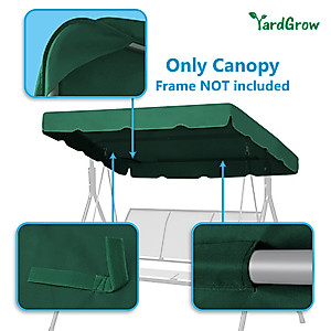 YardGrow 65''x45'' Patio Swing Canopy Replacement Cover Swing Replacement Canopy Top Cover Garden Outdoor, Canopy ONLY (Green)