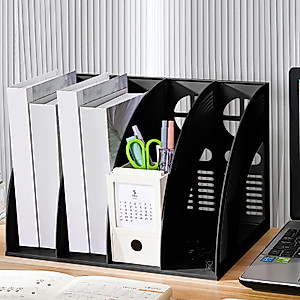 Lemical Sturdy Magazine File Holder Organizer No Width Limitation Book Rack Desktop File Folder Frames Dividers Document Storage Box File Rack File Sorter Office Supplies