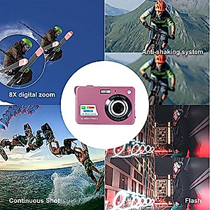 Digital Camera,2.4 Inch FHD Pocket Cameras Rechargeable 24MP Camera for Backpacking, 8X Digital Zoom Compact Cameras for Photography, sd Card 32GB