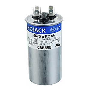 BOJACK 45+5uF 45/5MFD ±6% 370V CBB65 Dual Run Circular Start Capacitor for AC Motor Run or Fan Start or Condenser Straight