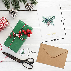 ZICOTO Beautiful Christmas Cards Set of 20 with Watercolor Designs - Incl. Bulk Envelopes, Matching Stickers And Storage Box - Perfect to Send Warm Holiday Wishes to Friends and Family