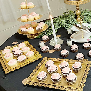 7Pcs Gold Cake Stand Set - Metal Dessert Table Display Stands - Dessert Trays - Tiered Cupcake Holder Display Plates for Tea Party Wedding Birthday Baby Shower Home Decoration (Gold)