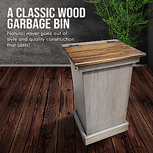 Peaceful Classics Wood Garbage Bin Cabinet - Wooden Trash Can w/Hidden Design, Stylish Kitchen Garbage Can, Amish Made Cabinet Hidden Trash Can, Handmade Waste Bin Cabinet Storage (Pewter)