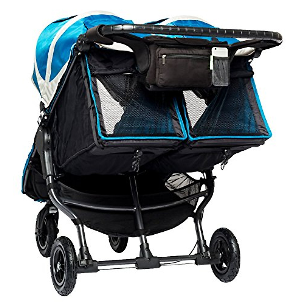 Ethan & Emma Double Stroller Organizer with Cup Holders - Fits Both Single & Double Strollers - Secured Fit & Extra Storage - Universal Stroller Organizer and Stroller Accessory Black