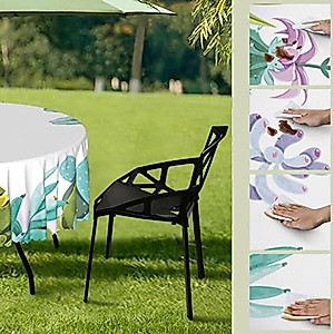 Lirduipu Cactus Pattern Round Outdoor Tablecloth,Stain-Resistant Non-Slip Outdoor Round Tablecloth with Umbrella Hole and Zipper,for Umbrella Table Patio Garden(72" Round,Multicolor)