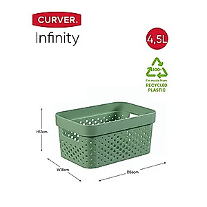 Curver Infinity Dots x4 Small Rectangular Storage Basket 4.5L - Green