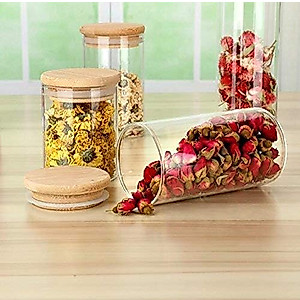 Glass Food Storage Jar Set of 2 (8 oz) BPA Free Clear Glass Canister with Airtight Seal Bamboo Lid Bulk Food Storage Containers for Cereal Tea Coffee Spice Sugar Cookies Nuts Candy