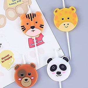 Cute Animal Birthday Candles, Cute Tiger Giraffe Bear Panda Face Shaped Cake Cupcake Candles for Birthday Baby Shower Party Supplies - Set of 4