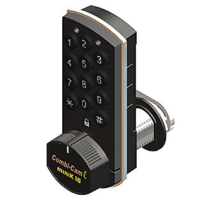 FJM Security Products Combi-Cam E, 7910-K10, Electronic Cabinet Lock, Black Finish, Small