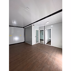 Prefabricated Modular Home with 2 Bedrooms, 1 Kitchen with Well furnished, 1 Bathroom with Exhaust Fan, 1 Living Room with Windows and Glass Doors, Sections