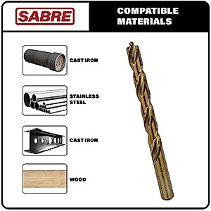Sabre Tools 3/32 Inch Cobalt Drill Bits – 5pcs Drill Bits for Metal, M35 Cobalt Metal Drill Bit Set, Split Point Tip Cobalt Drill Bits – Drill Bits for Steel, Hard Metal, Cast Iron (3/32 x 2-1/4")