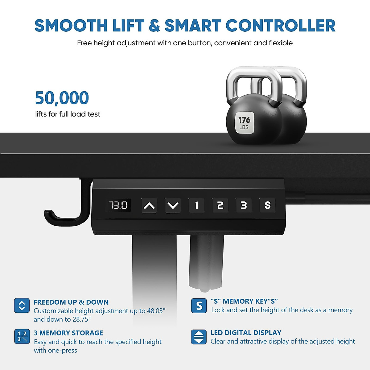 DUMOS 55 Inch Standing Desk Home Office Computer Workstation, Black