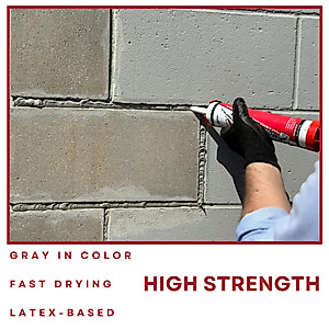 Akona Mortar Repair Tube - Tuckpointing, Sealing, & Repairing Stone, Brick, & Block Walls, Gray, Paintable, Fast Drying (10 Ounce, 1)