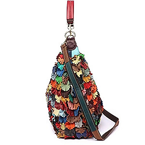 Segater Women Random Multicolor Handbag Leaf Splicing Shoulder Bag Colorful Shopper Satchel Purses