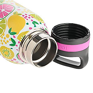 Christian Art Gifts Stainless Steel Double Wall Vacuum Insulated Water Bottle for Women: Taste and See - Psalm 34:8 Inspirational Bible Verse w/Carry Handle Lid Hot/Cold, Lime Green & Pink, 24 oz.