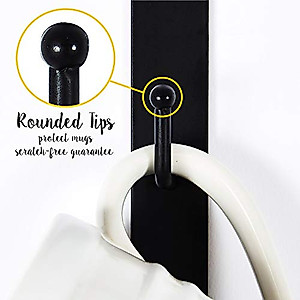 Coffee Mug Wall Rack - Metal Mug Racks for Wall - Wall Mug Rack - Coffee Cup Rack Wall Hanging Holder - Teacup and Mason Jar Hanger Display Holder - Hold a Dozen Cups and Mugs