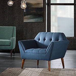 Dsnyu Blue Accent Chair, Arm Chair Modern Solid Wood Comfy Home Furniture for Living Room 29.50" L X 37" W X 31.50" H