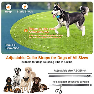 MASBRILL Electric Fence for Dogs, 2023 Upgraded Underground Above Ground Electric Dog Fence Pet Containment System with Waterproof Rechargeable Training Collar, Tone/Shock Correction (Black)