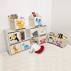 CLCROBD Foldable Animal Cube Storage Bins Fabric Toy Box/Chest/Organizer for Kids Nursery, 13 inch (Llama + Butterfly)