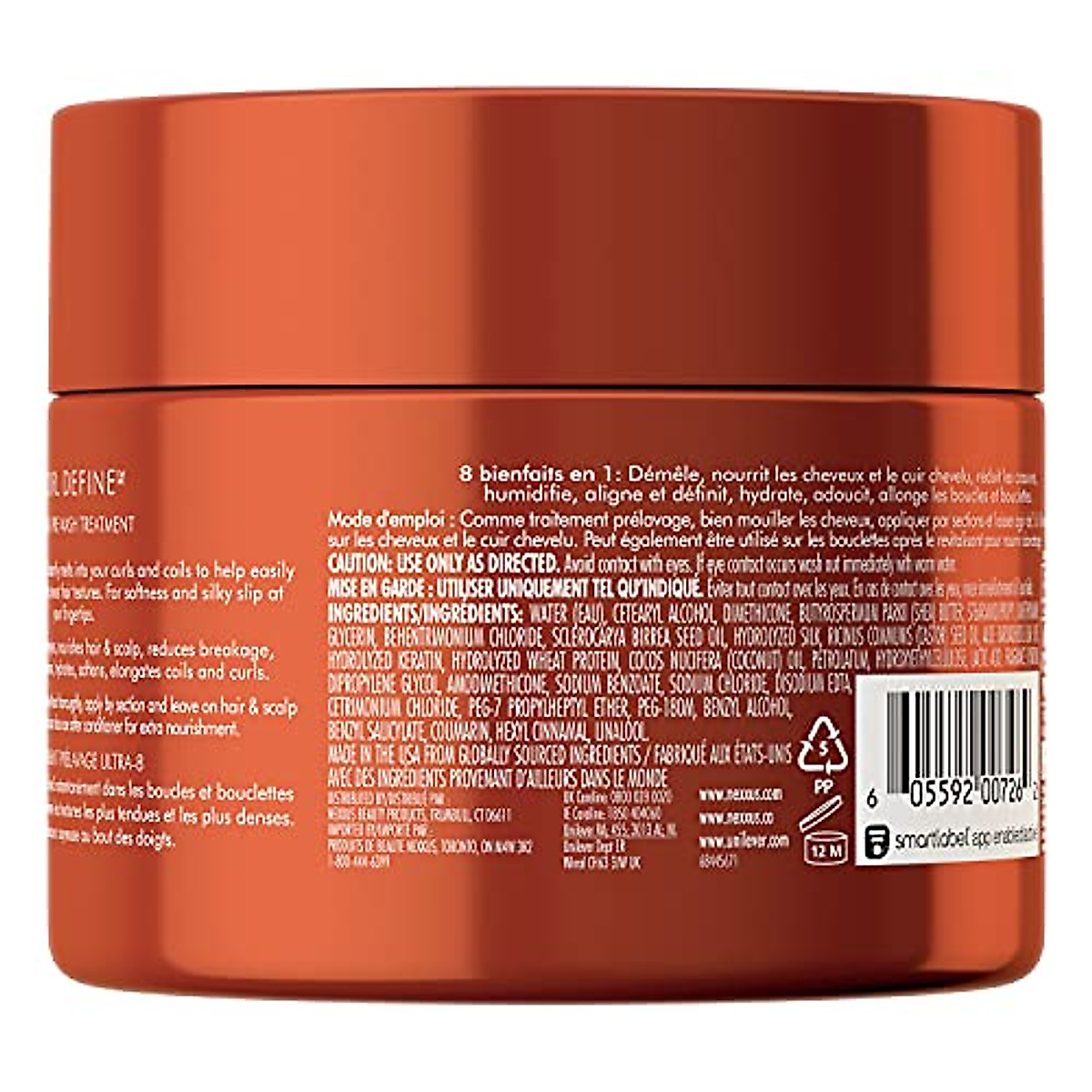 Nexxus Curl Define Pre-wash Hair Treatment for Curly & Coily Hair Hair Mask Deep Conditioner with Castor Oil 8 oz