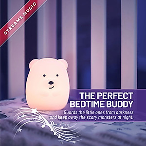 Lumipets Bear, Kids Night Light, Play Music, Silicone Nursery Light for Baby and Toddler, Squishy Night Light for Kids Room, Animal Night Lights for Girls and Boys, Kawaii Lamp, for Bedroom