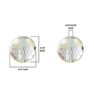 FZH 70 PCS Round Glass Crystal Beads, 12MM, 96cutting Surfaces, Faceted Rondelle Beads for Jewelry Making, DIY Craft