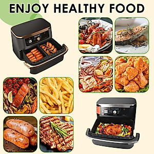 BYKITCHEN Air Fryer Silicone Liners for Ninja Foodi 11 Quart/Topzee 11-QT Large XL MegaZone FlexBasket Air Fryer, 2pcs Air Fryer Dual Liners & 1pcs Large Airfryer Liners for 11-qt Megazone
