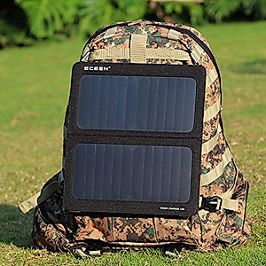 Solar Phone Charger for iPhone, ECEEN 13W Portable Solar Charger with Kickstand for iPhones, Smartphones, Tablets, GPS Units, Speakers, Gopro Cameras, and Other Devices Camping Gadgets Emergency Kit