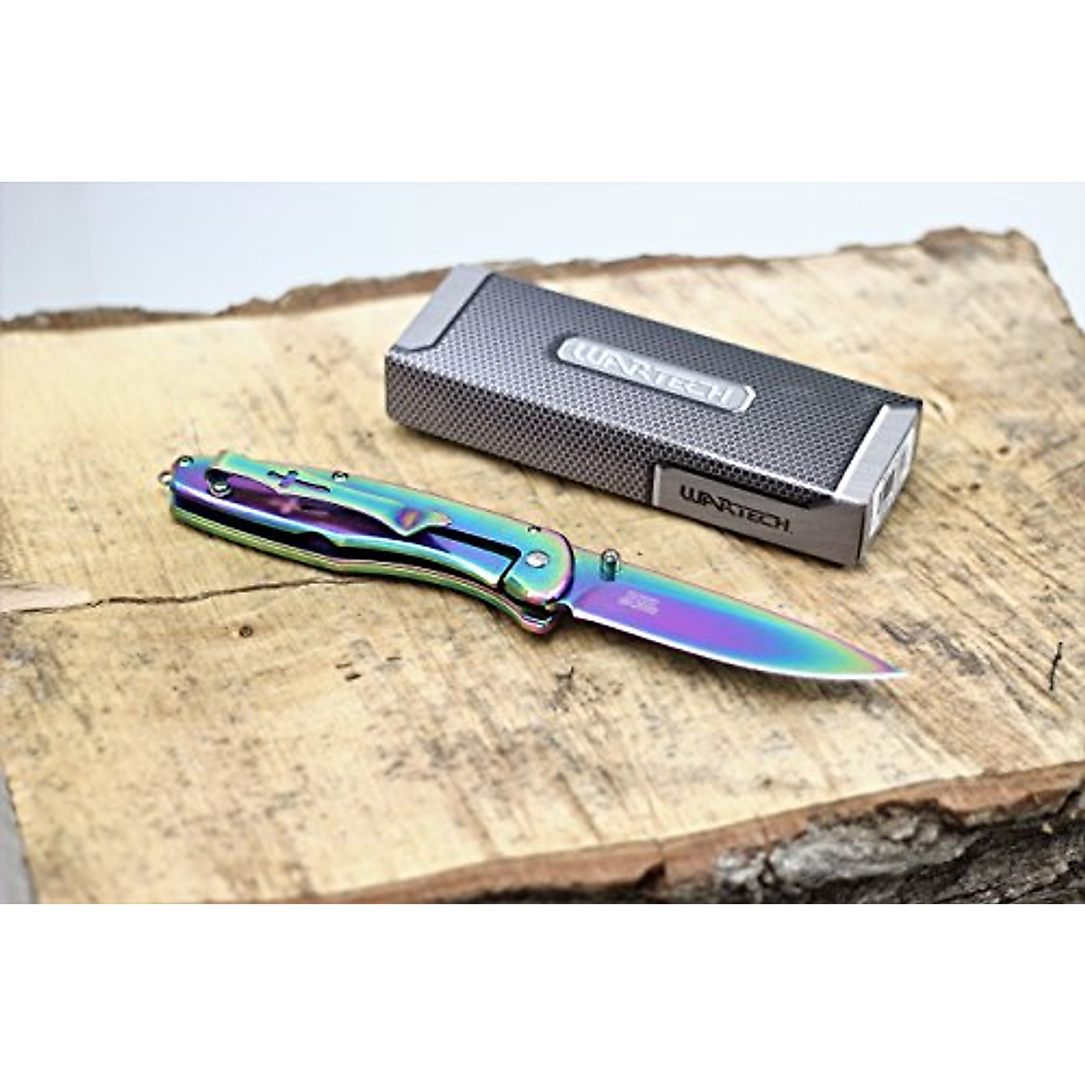 Wartech PWT254 Thumb Open Spring Assisted Unicorn Handle Pocket Knives (PWT254RW)