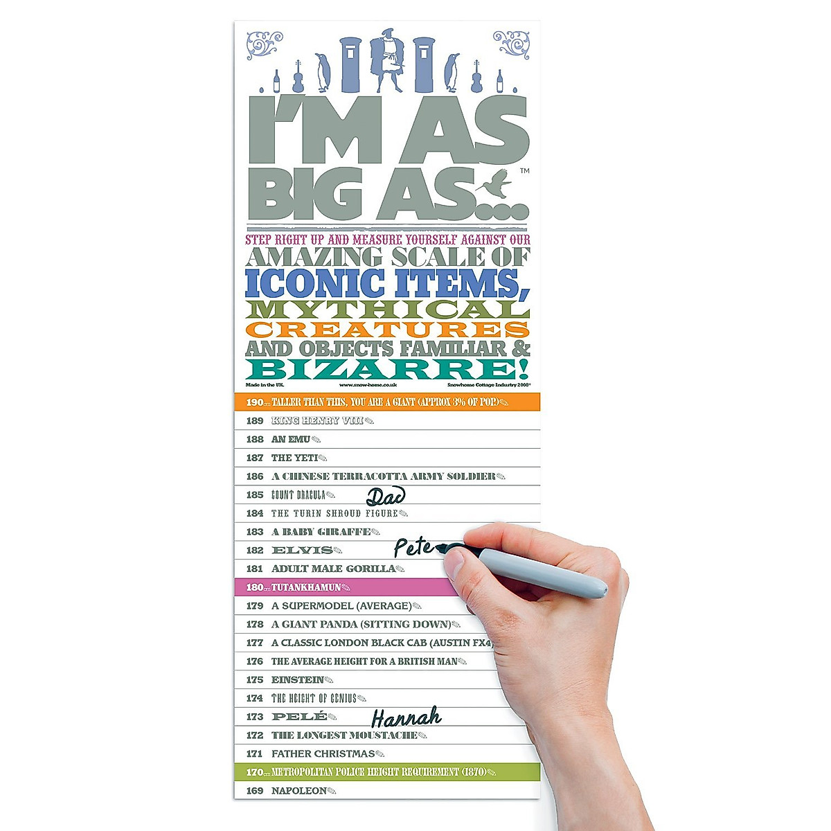 Luckies Of London I’m As Big As Height Measuring Growth Chart For Kids - Fun Wall Hanging Chart To Measure Growing Children