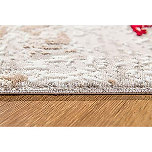RUG BRANCH Cascade Contemporary Coastal Red Beige Indoor Area Rug for Living Room, Bedroom, Dining Room, and Kitchen - 8' x 10' (7'9" X 10'9")