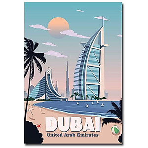 Dubai United Arab Emirates Travel Vintage Art Refrigerator Magnet Size 2.5" x 3.5"