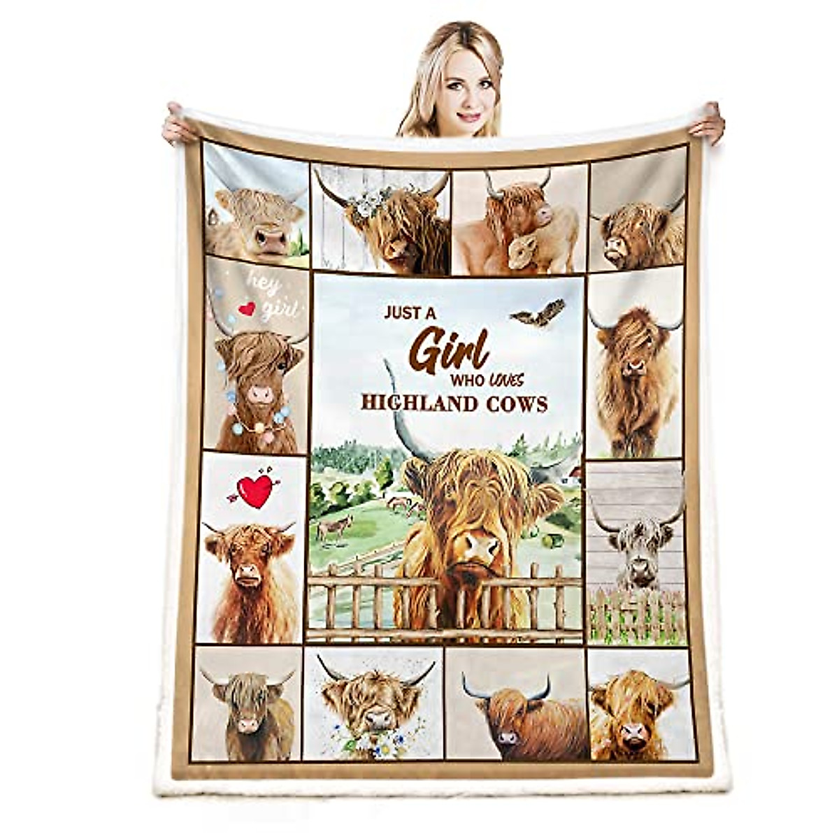 CYREKUD Highland Cow Blanket,Highland Cow Gifts for Women Throw Blanket,Cow Gifts for Cow Lovers,Cow Gifts for Girls Throw Blanket,Sofa Couch Beds Sea Highland Cow Decor Christmas 50" x 60"