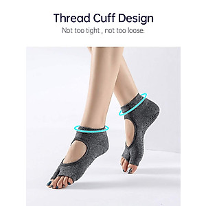 Yoga Socks for Women 5 Pairs Toeless Non Skid Sticky Grip Sock, Ideal for pilates,Barre,Ballet Dance