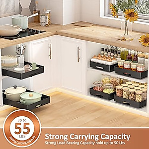 4 Pack Pull Out Cabinet Organizer, Slide Out Drawers for Kitchen Cabinets, Under Sink, Pantry, Bathroom, Cabinet Pull Out Drawers Shelves with Adhesive Nano Film Fixed and Slide Out Rails