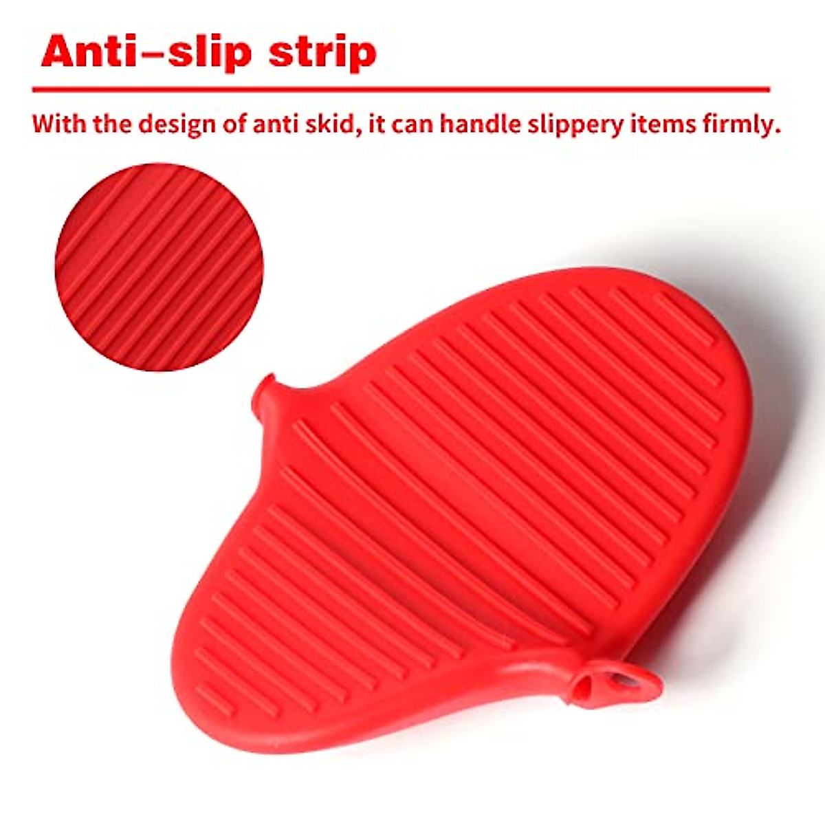 Yvnicll Silicone Oven Mitts Heat Resistant for Kitchen, Finger Protector Pot Holder for Kitchen,Cooking,Baking,BBQ - Heat Resistant Gloves（Red）