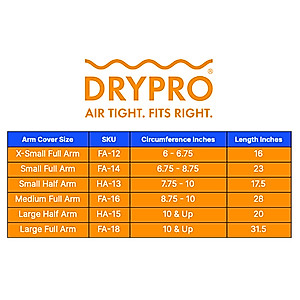 DryCorp Waterproof Full Arm Cast Cover, Medium, Blue