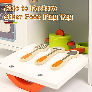 osettoys Mini Wooden Play Kitchen Set with Microwave, Pretend Play Kitchen Accessories, Role Play Toy for Kids, Cooking Toy Gift for Boys Girls