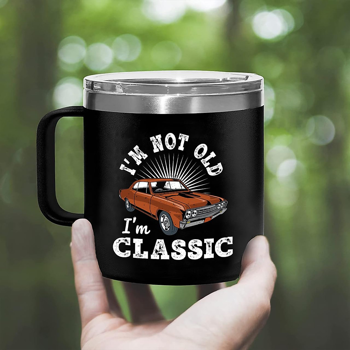Old Man Gifts for Dad Im Not Old Im Classic Tumbler Funny Mugs for Dad Mugs for Men Gifts for Older Father Mens Birthday Gift Ideas Retirement Coffee Mug for Men 14oz Stainless Steel Tumbler With Lid