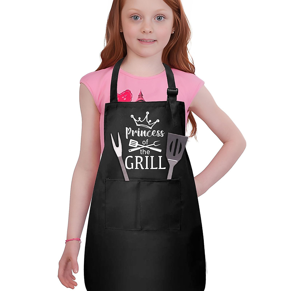 GEMHOPE Kids Apron Children Grill Aprons Funny Child Apron with 2 Pockets Birthday Gifts for Girls Cooking Kitchen Baking Painting