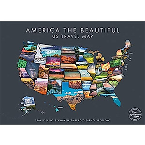 America The Beautiful USA Scratch Off Map- Interactive Travel Scratch Off Poster Reveals Beautiful Nature Photography of Each 50 States - Travel Poster - Great Gift for Adventurers (grey)