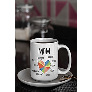 Mom Coffee Mug, Hug Giver, Cleaner, Stylist, Brew Maker, ATM, Mom Gifts, Awesome Birthday Gifts for Mom, Mother's Day Gifts For Mom from Daughter, Gift For Mom from Son, Motivational Mug for Her