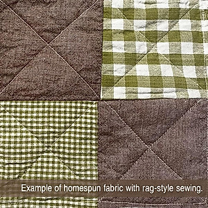 Sage Green 5 Mini Buffalo Plaid Homespun Cotton Fabric by JCS - Sold by The Yard